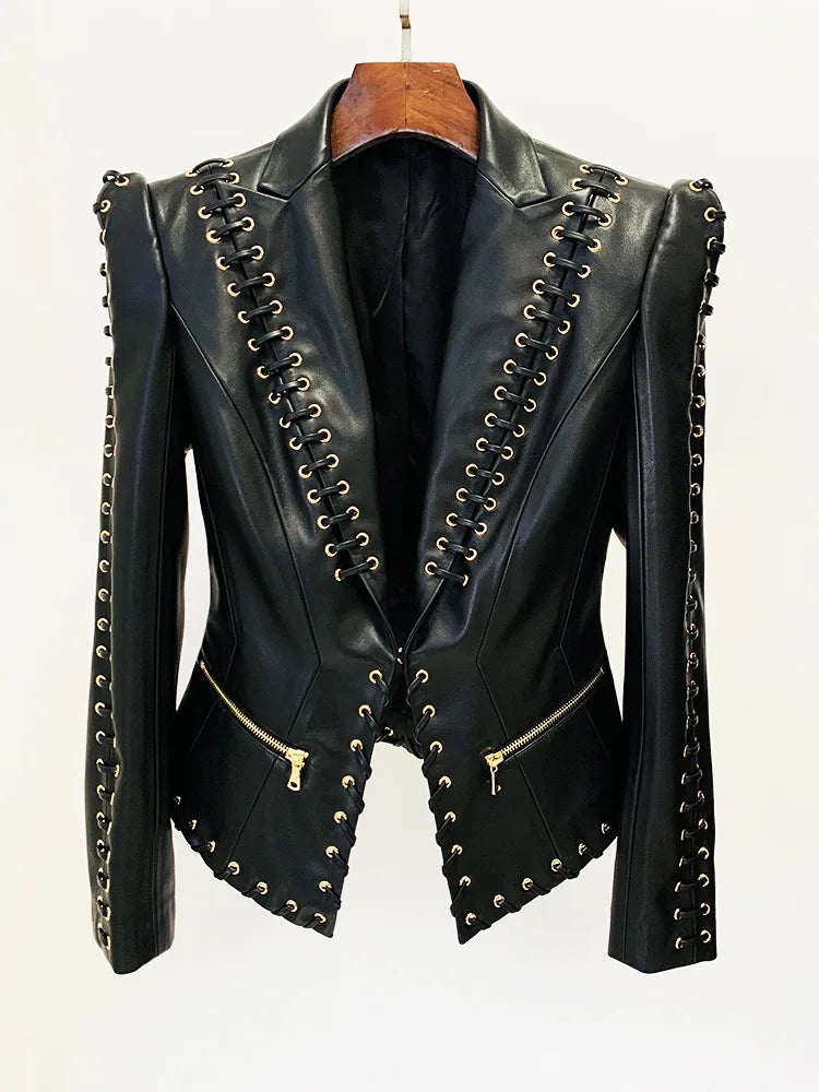 Women's Rope Lacing Leather Jacket – Goth N' Rock