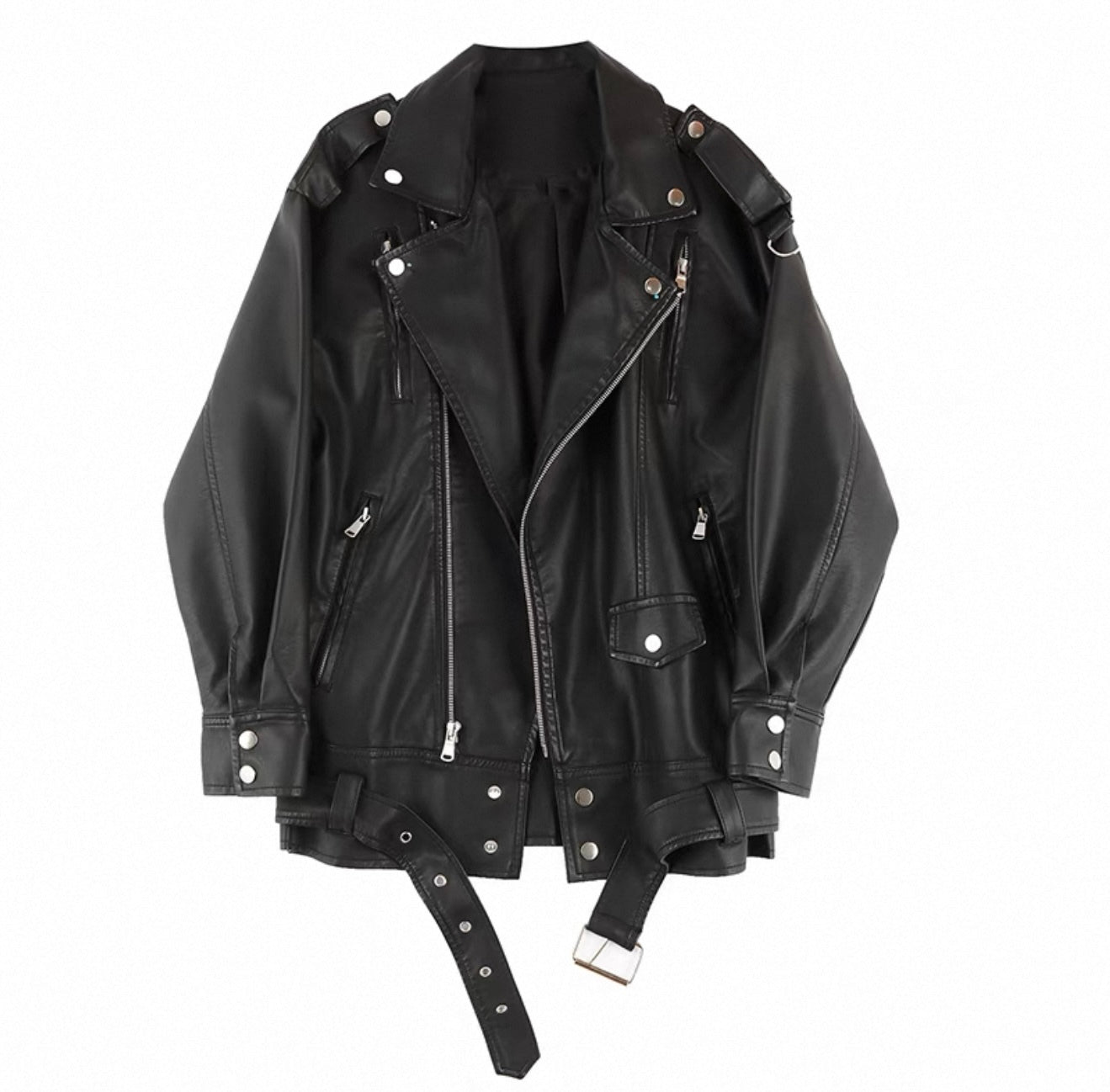 Women's Oversized Leather Jacket Black – Goth N' Rock