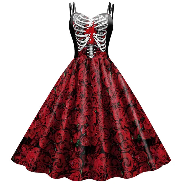 Women's Skeleton Rose Dress – Goth N' Rock