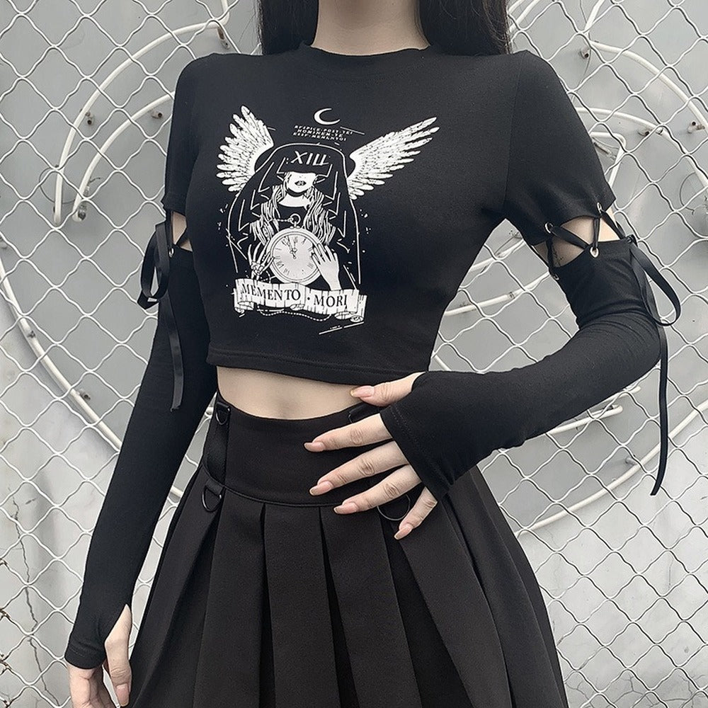 Exposed Sleeves Crop Top – Goth N' Rock