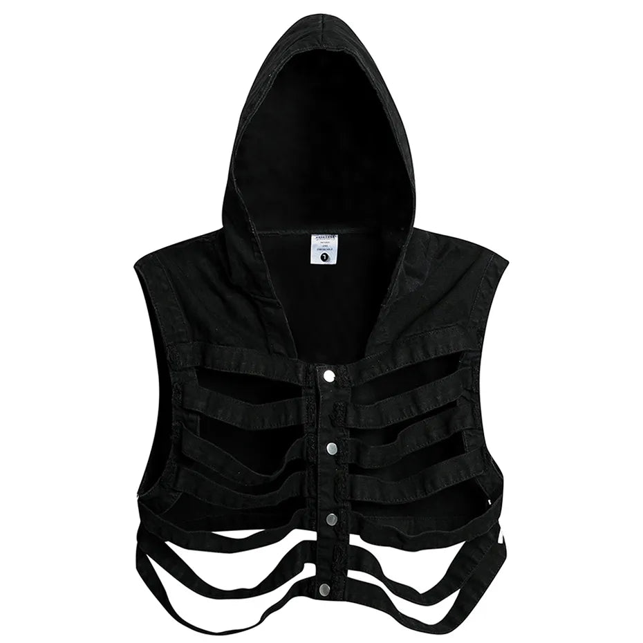 Skeleton Hooded Denim Vest – Goth N' Rock
